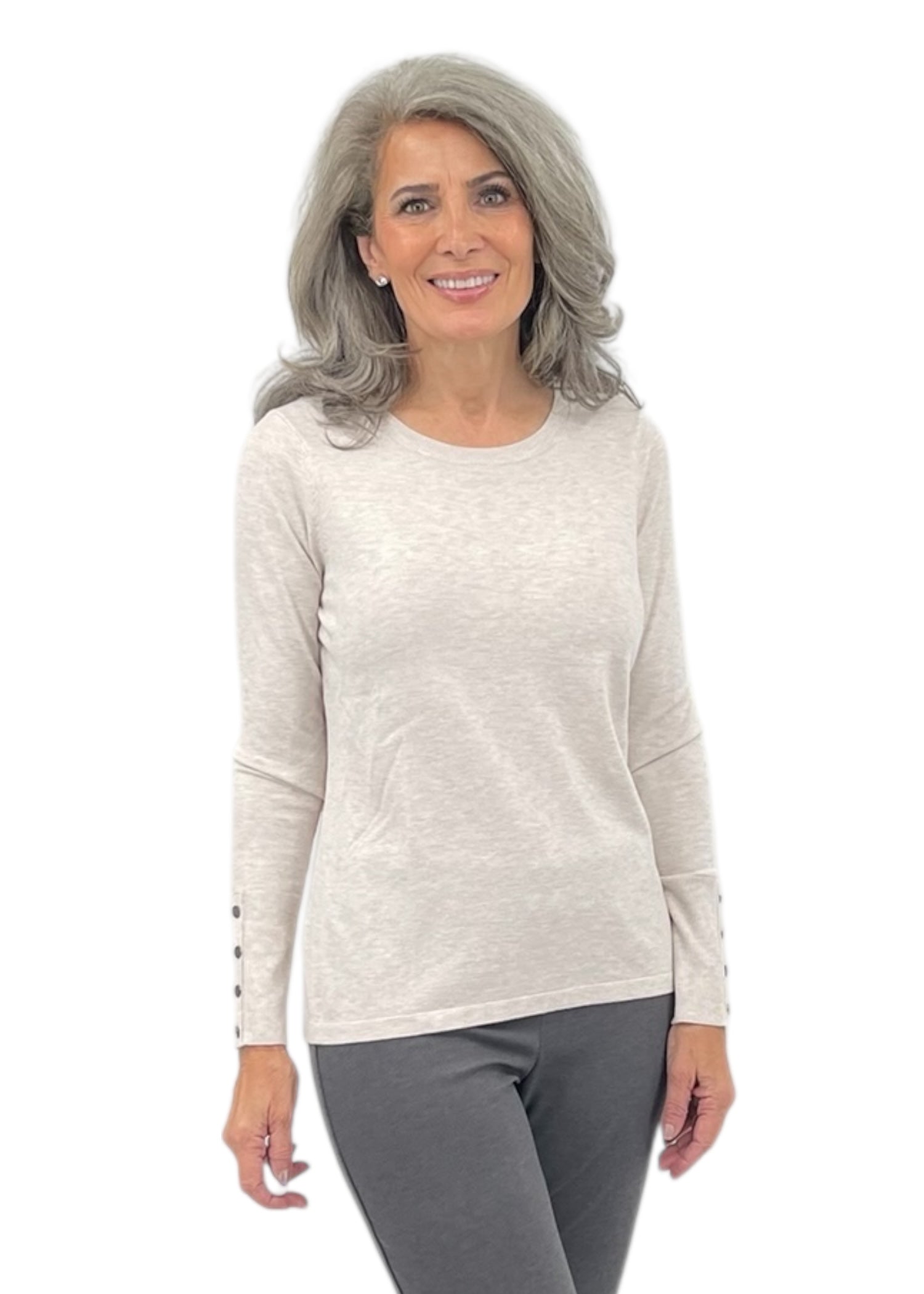 Jewel Neck Top in Stone – Carl Meyers